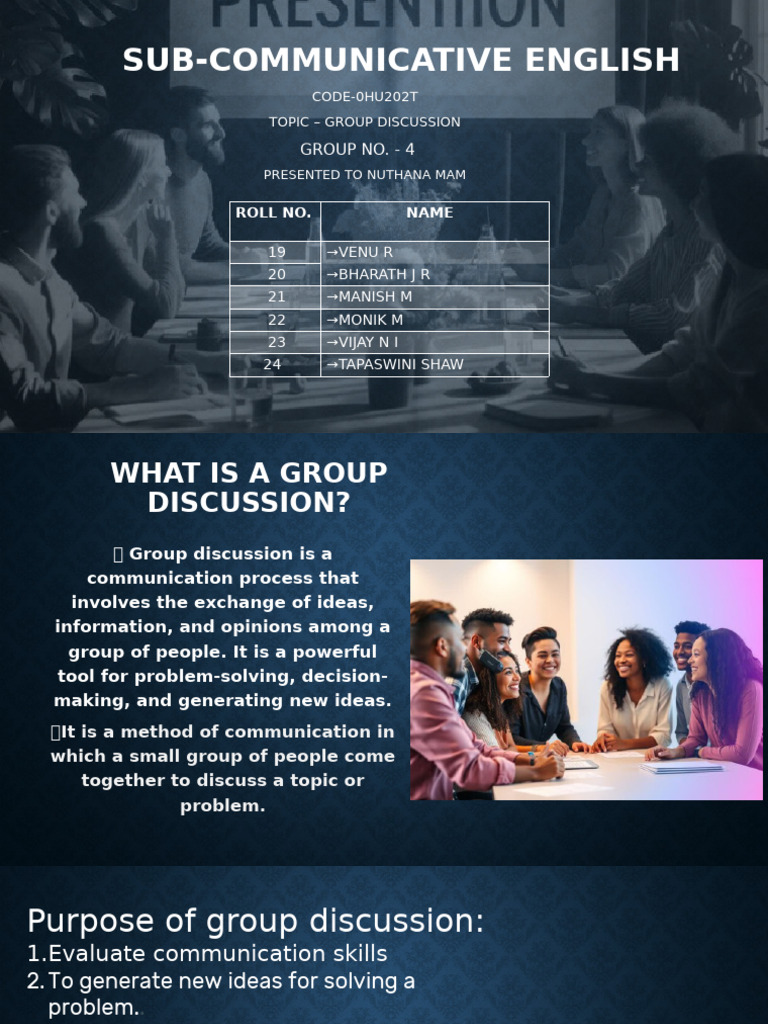 Group Discussion: Objectives and Importance | PDF | Communication ...