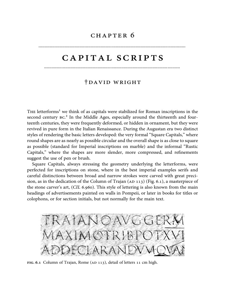 Latin Palaeography (Part I (I.2) Chapter 6 - Capital Script) Oxford Pp. 102-120 | PDF | Serif