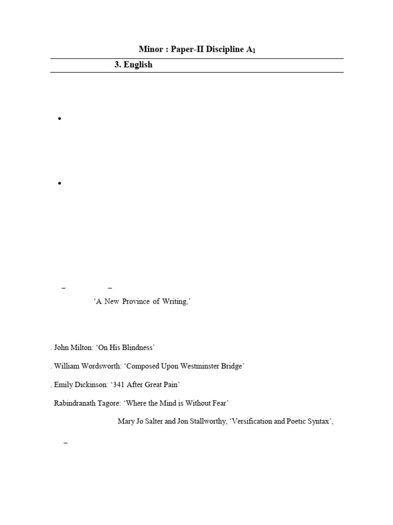 Minor-Paper-II-III-ENGLISH - Introduction To Literary Studies | PDF