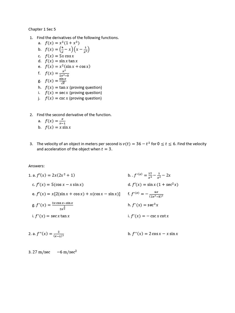 Chapter 1 Sec 5 Exercise | PDF
