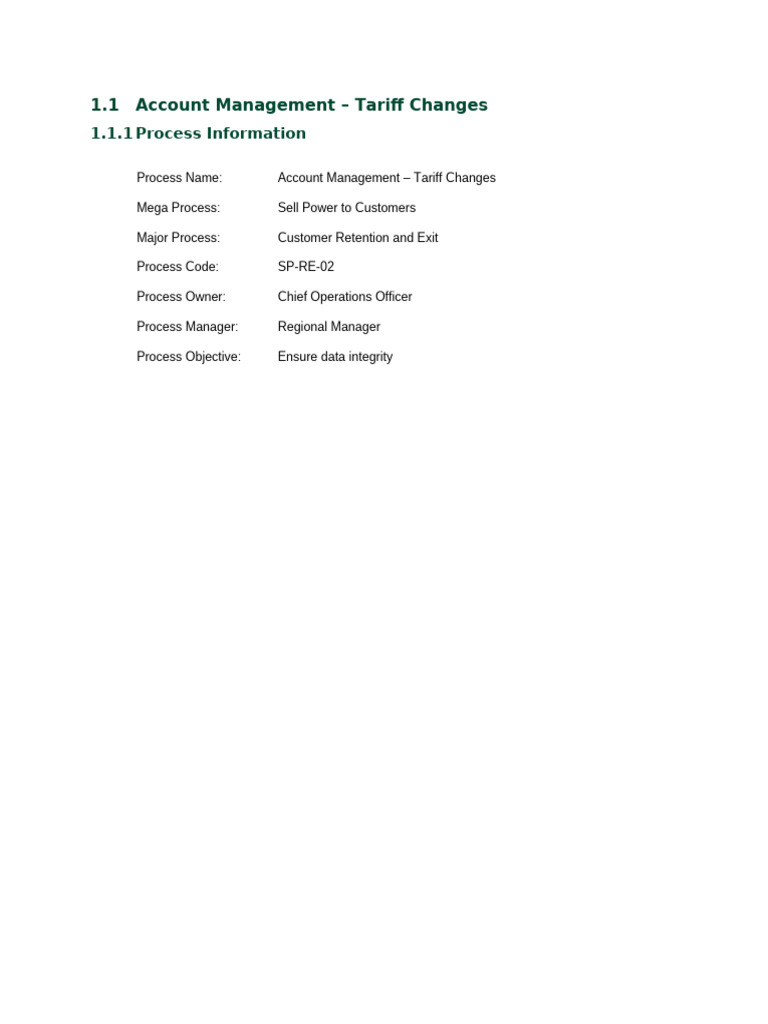 Tariff Change Extract | PDF