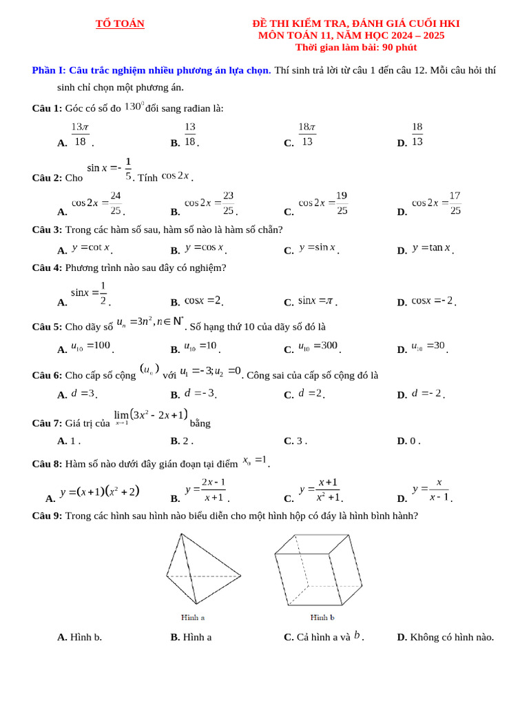 btvn-d-5-ĐỀ-CUỐI-HKI-TOÁN-11 (1) | PDF