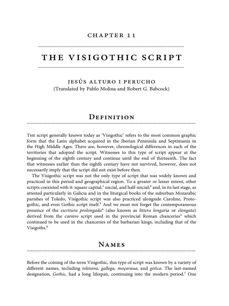 Latin Palaeography (Part I (I.3) Chapter 11 - The Visigothic Script ...