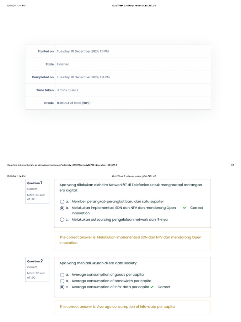 Quiz Week 2 - Attempt Review - CeLOE LMS | PDF | Service Industries | Information And ...