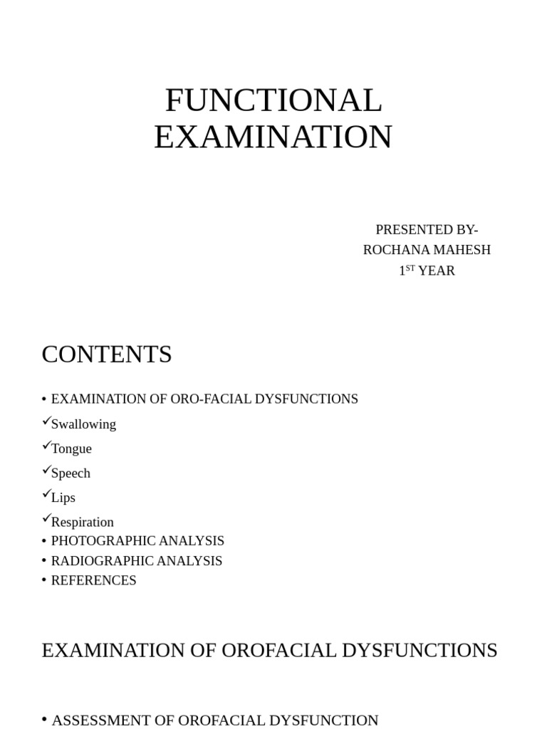 Functional Examination, Radiographic and Photographic Analysis | PDF ...