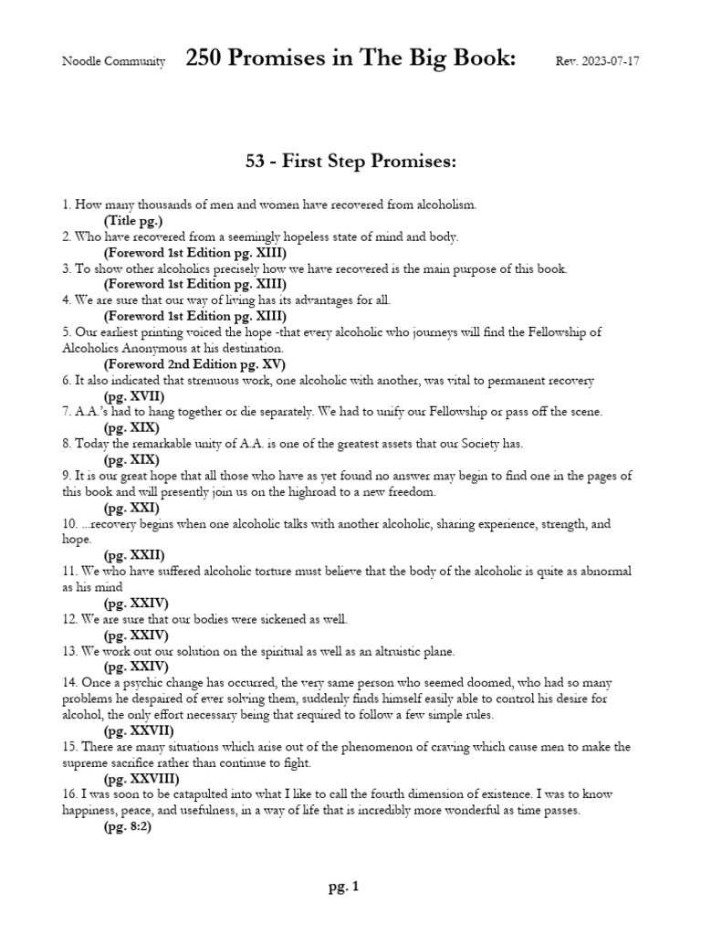 AA Promises in the Big Book Summary | PDF | The Big Book (Alcoholics ...