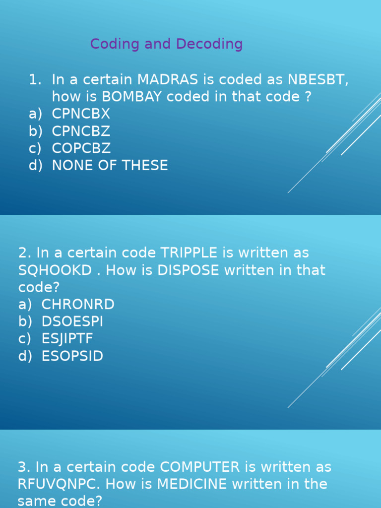 Coding and Decoding | PDF