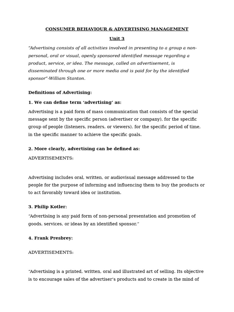 Advertising Management Overview | PDF | Advertising | Brand