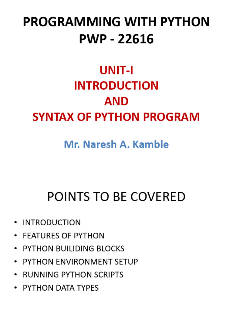 Chapter-I Introduction and Syntax of Python Program | PDF | Reserved Word | Python (Programming ...