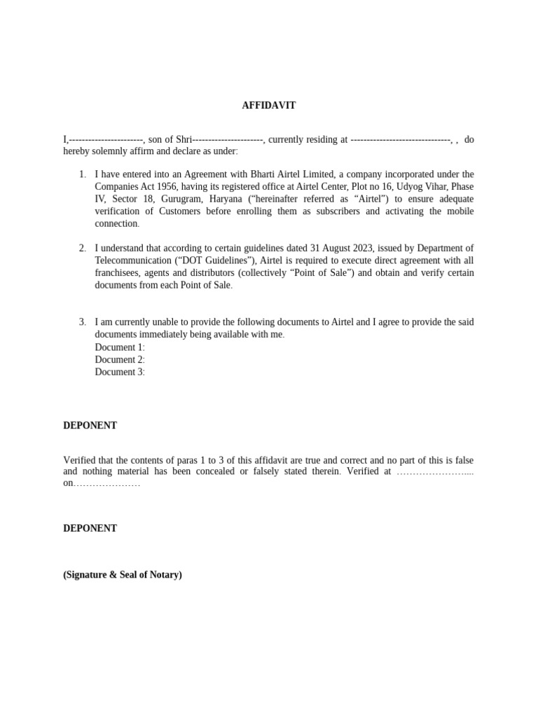 DRAFT - Affidavit by POS - v1 | PDF