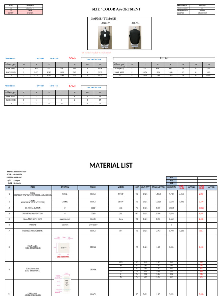 Material List For OB2069379-Alens | PDF