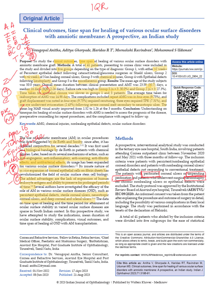 Clinical Outcomes, Time Span For Healing Of.13 | PDF | Cornea ...