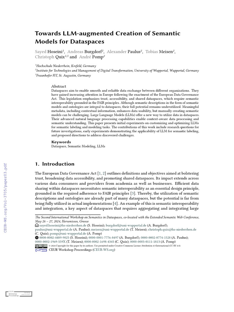 Towards LLM-augmented Creation of Semantic Models for Dataspaces | PDF | Conceptual Model ...