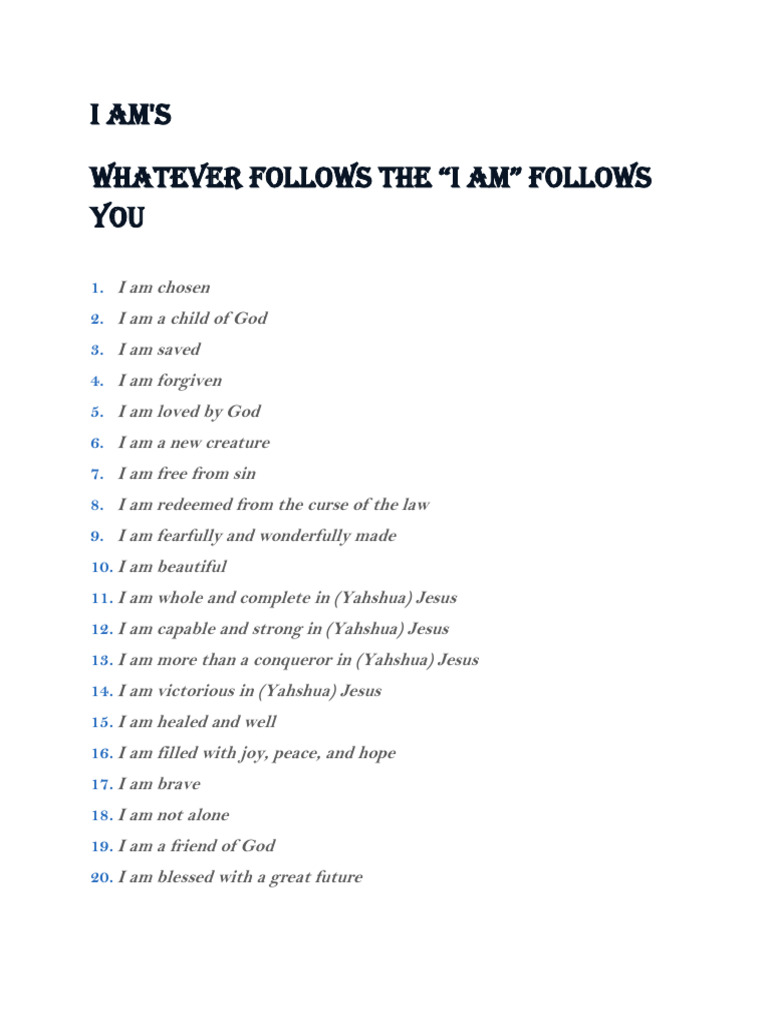 Affirmations of Faith and Identity | PDF