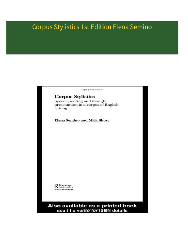 Instant Download Corpus Stylistics 1st Edition Elena Semino PDF All ...