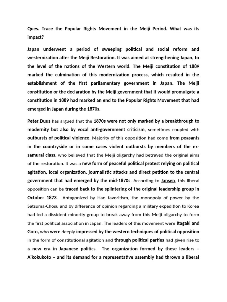 Japan - Popular Rights Movement | PDF | Rebellions | Constitution