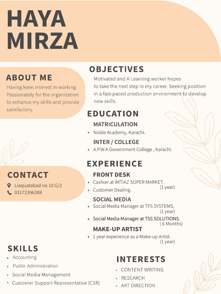 Haya Mirza CV | PDF