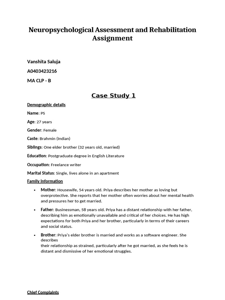 Neuro Assessment Assignment | PDF | Borderline Personality Disorder ...
