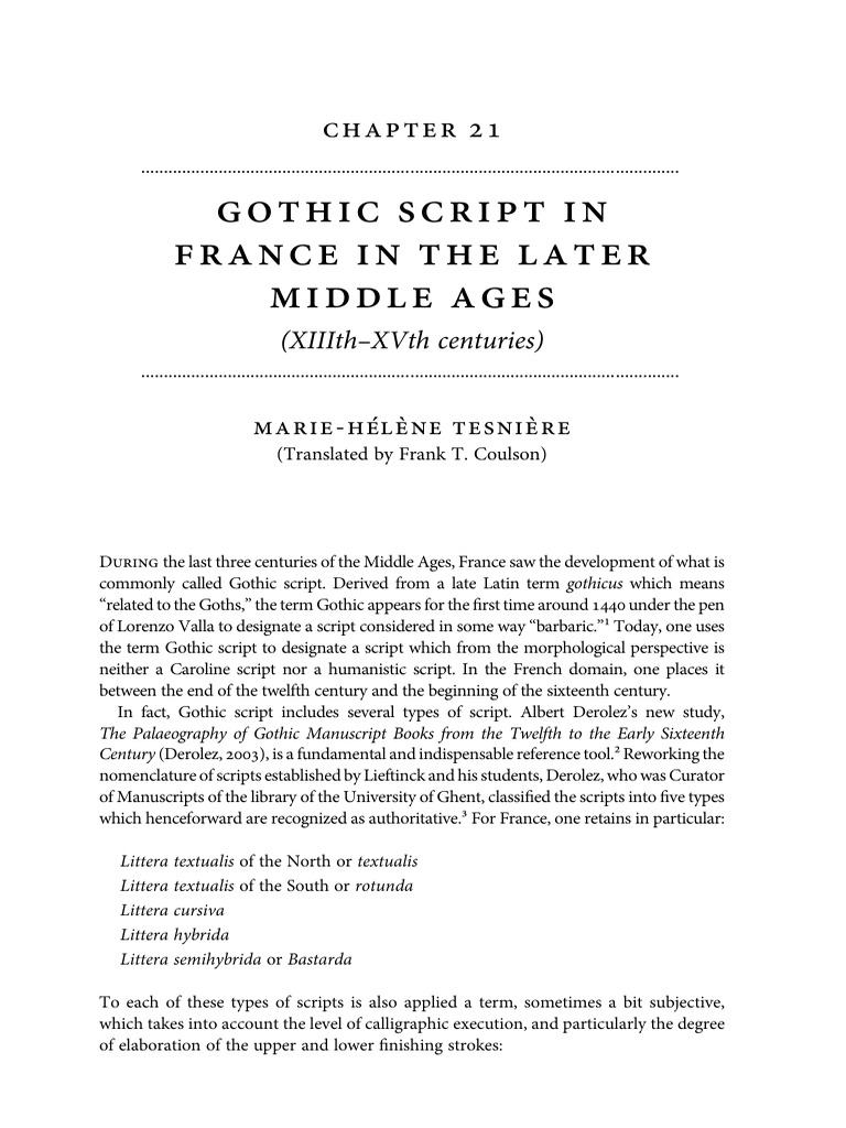 Latin Palaeography (Part I (I.5) Chapter 21 - Gothic Script in France ...