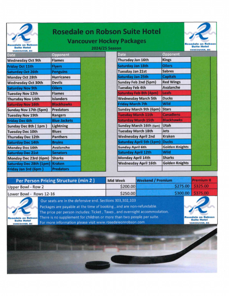 Canuck Packages 2024 25 | PDF