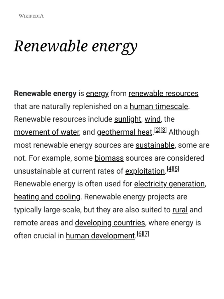 Renewable Energy - Wikipedia | PDF | Renewable Energy | Biofuel