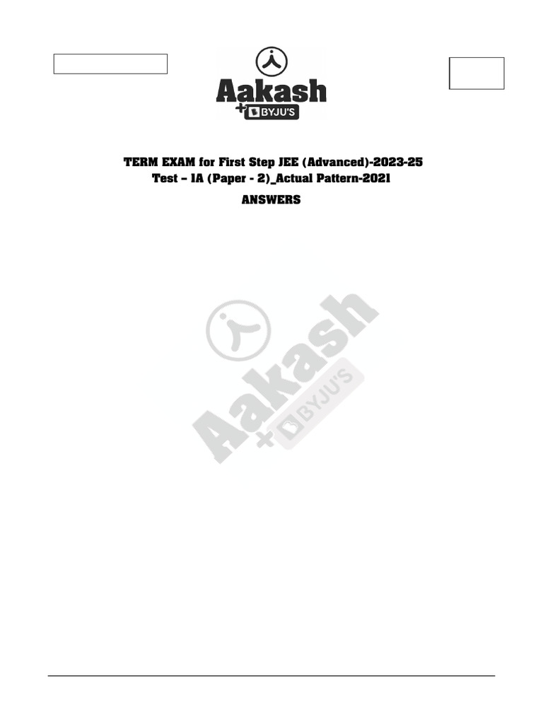 TE-Adv Test-1A FS G2 Paper-2 (Code-B) 20-08-2023 Sol | PDF | Physics ...