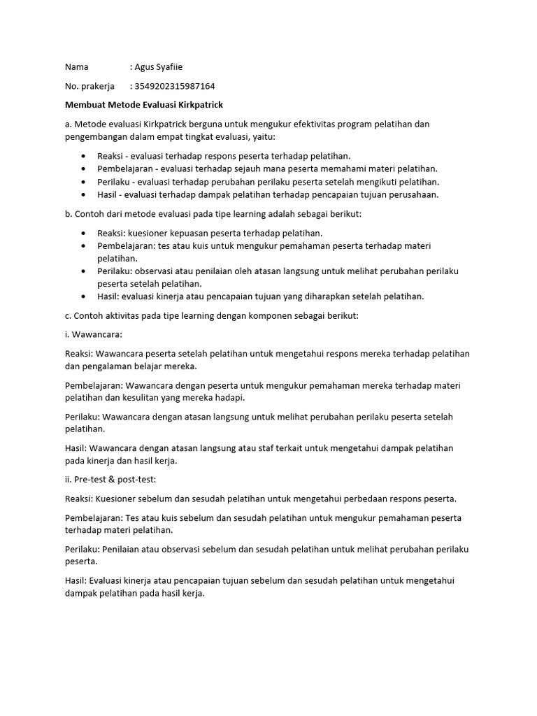 TPM 3 Membuat Metode Evaluasi Kirkpatrick | PDF