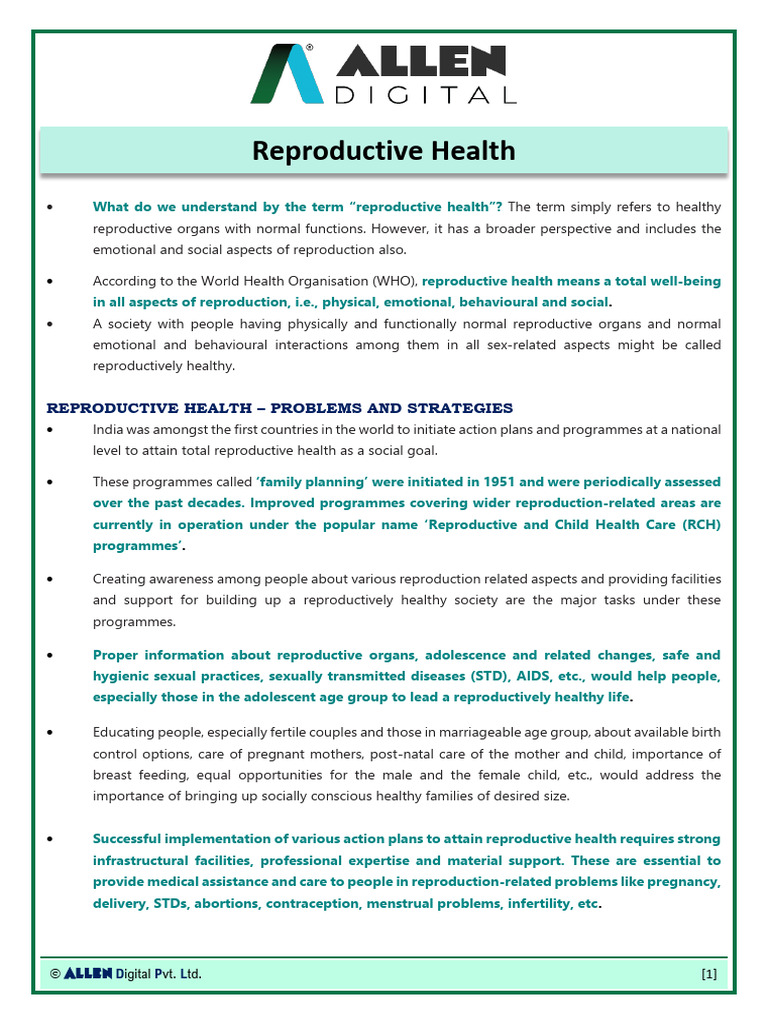 Reproductive health | PDF | Combined Oral Contraceptive Pill | Sexually ...