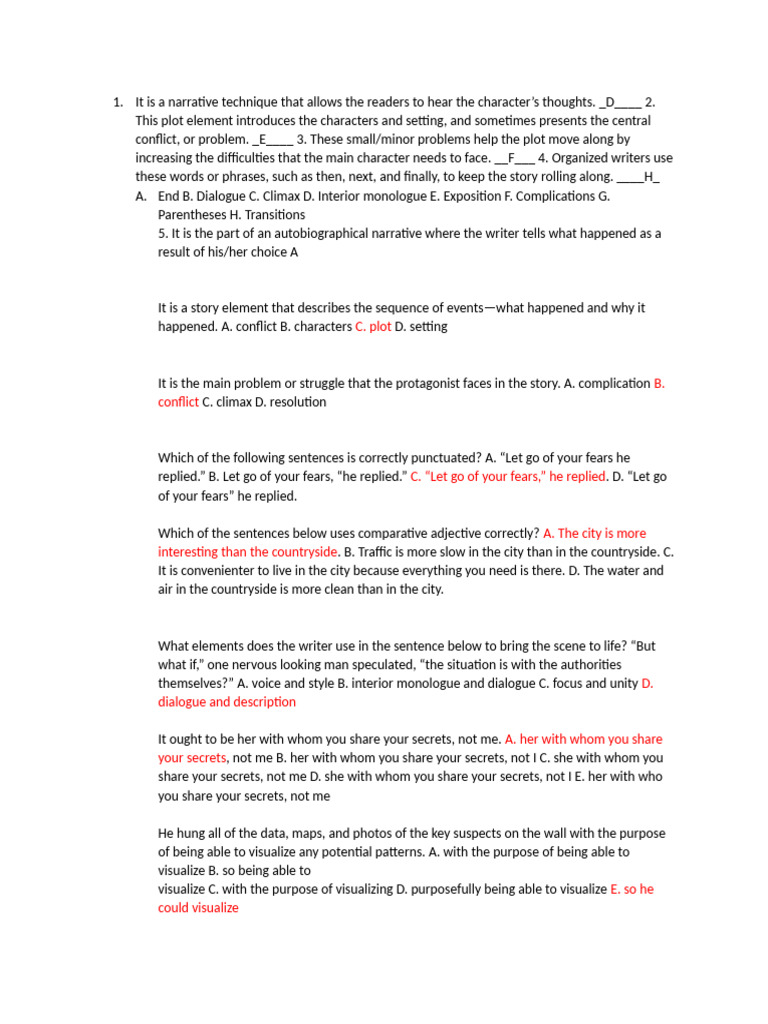 It Is A Narrative Technique That Allows The Readers To Hear The Character | PDF | Plot ...