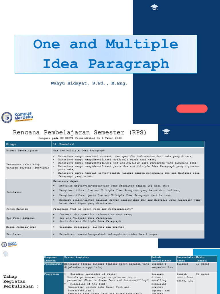 Pertemuan Ke-12 One and Multiple Idea Paragraph | PDF | Climate Change ...