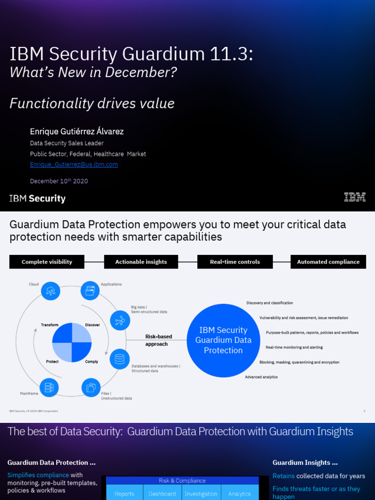 SoCA Z UG Guardium DP11.3 and Guardium Insights 2.5 Security Talk | PDF | Ibm Db2 | Cloud Computing