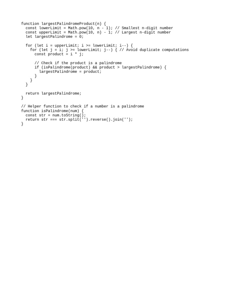 Problem 4 Largest Palindrome Product | PDF