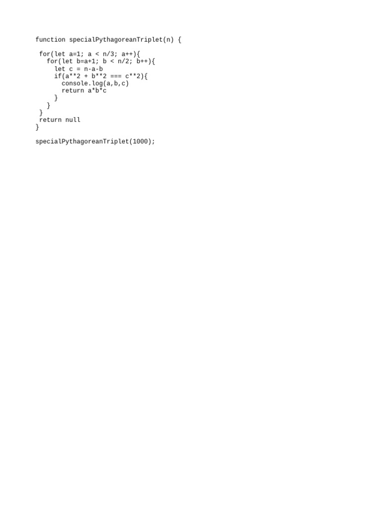 Problem 9 Special Pythagorean Triplet | PDF