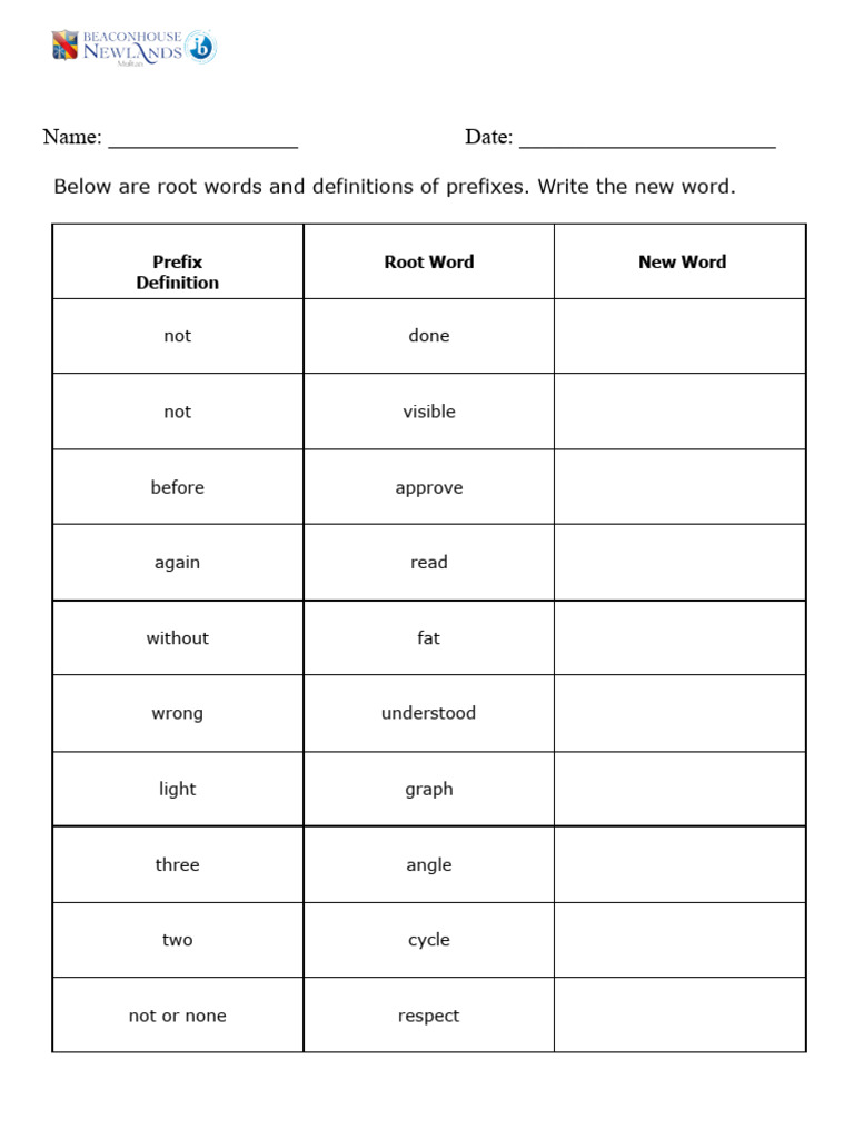 Root Word Worksheet for Grade 4 | PDF