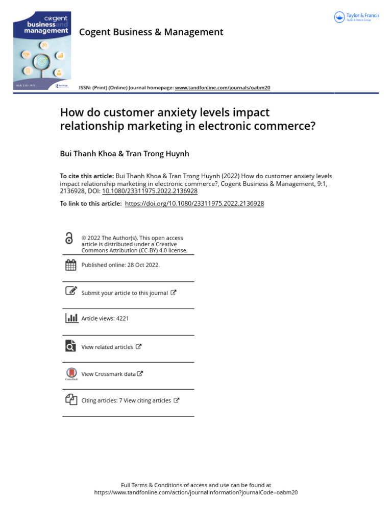 How Do Customer Anxiety Levels Impact Relationship Marketing in ...