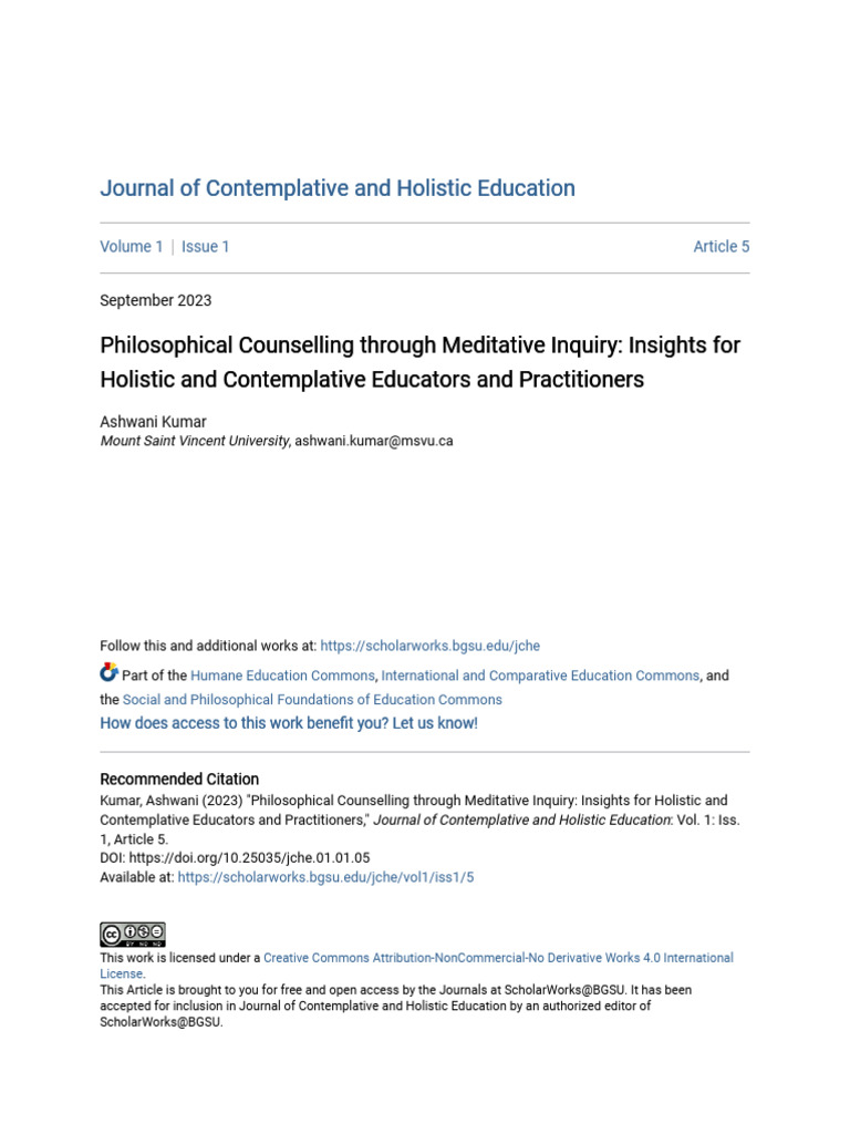 Meditative Inquiry in Philosophical Counselling | PDF | Meditation ...