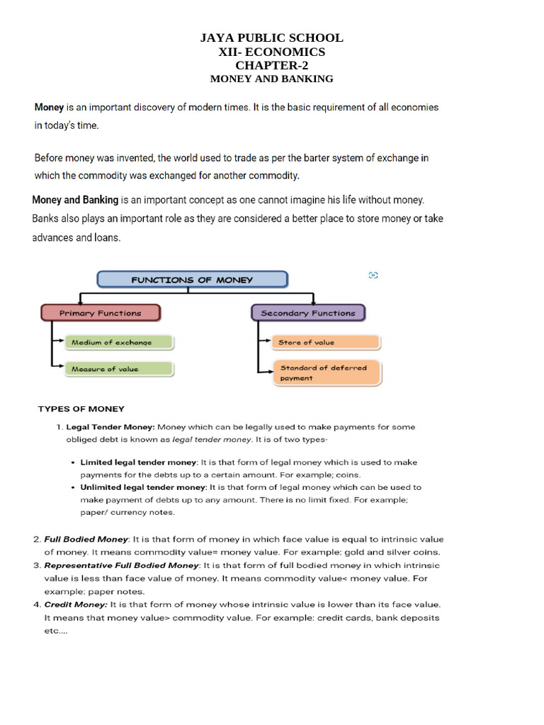 Xii - Macro Eco - Chapter-2-Money and Banking | PDF