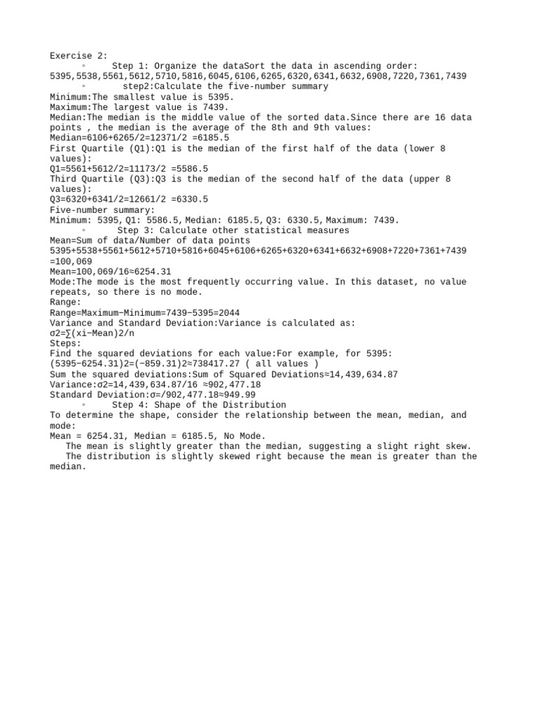 Statistical Analysis of Data Set Summary | PDF