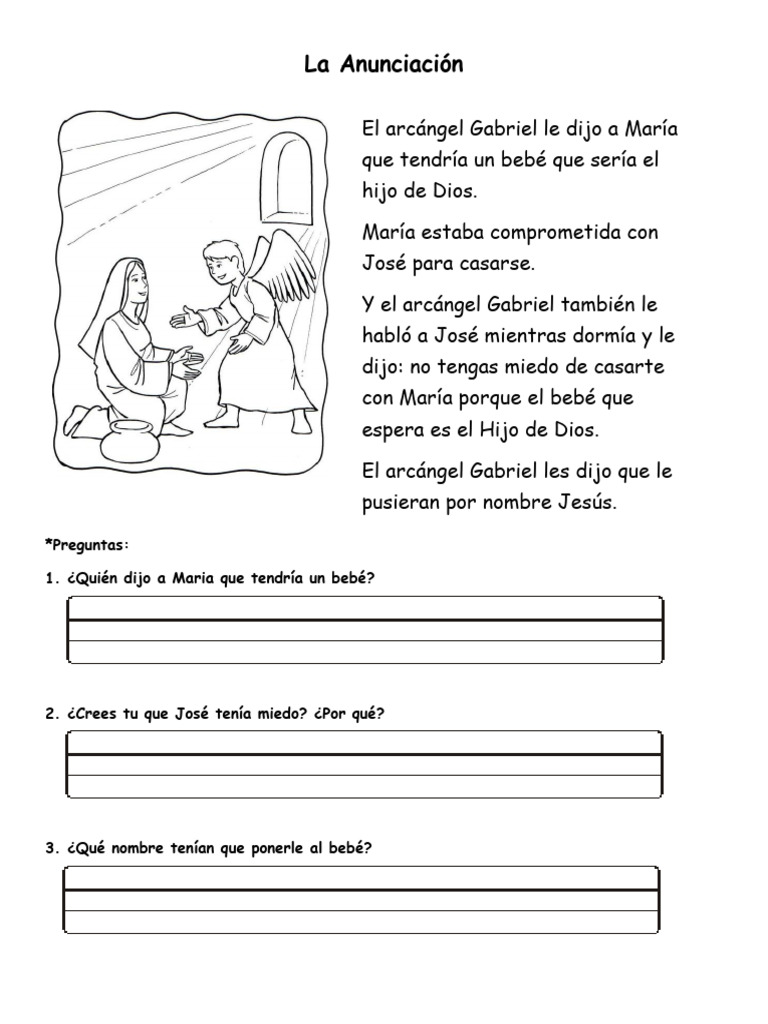 Actividades sobre la Anunciación para Niños | PDF