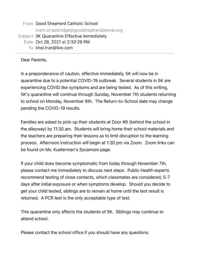 5K Quarantine Effective Immediately | PDF