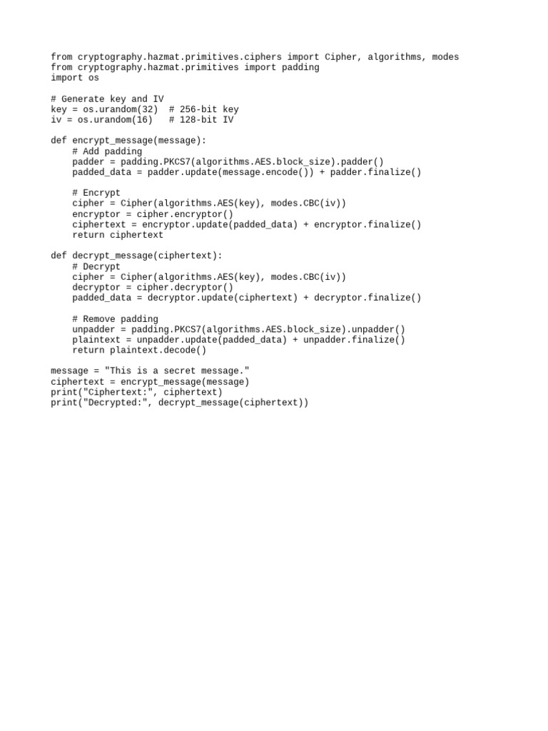 Cryptography - AES Encryption and Decryption | PDF