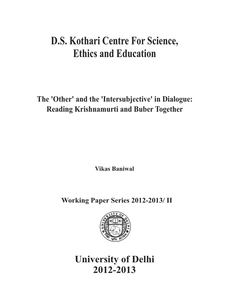 Dialogue in Krishnamurti and Buber | PDF | Knowledge | Experience