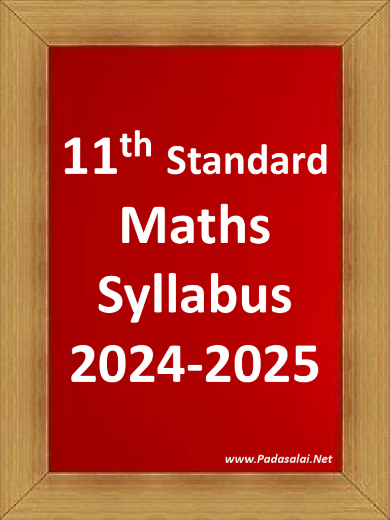 11th Standard Maths Syllabus 2024 2025 English Medium PDF Download | PDF