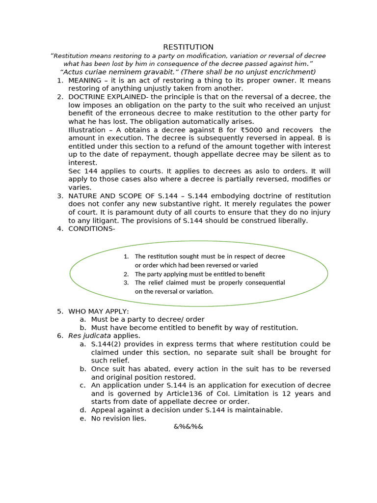 Seg-33 Restitution | PDF | Lawsuit | Civil Law (Common Law)