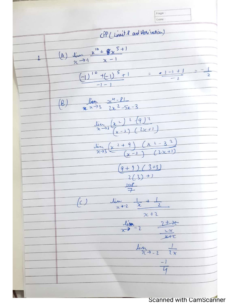 Cpp-Limits and Derivation, Basic Integration | PDF