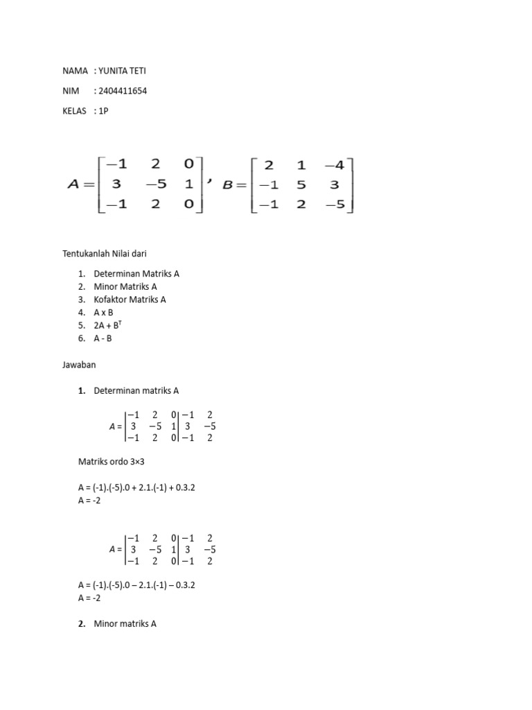 Matrix Operations and Calculations | PDF