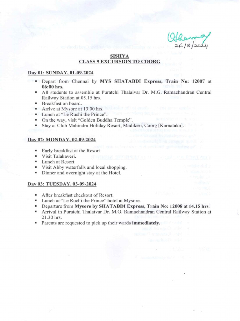 Class - 9 Excursion20240826_16424943 | PDF