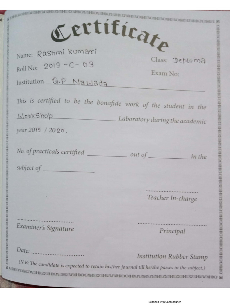 Workshop Termwork | PDF