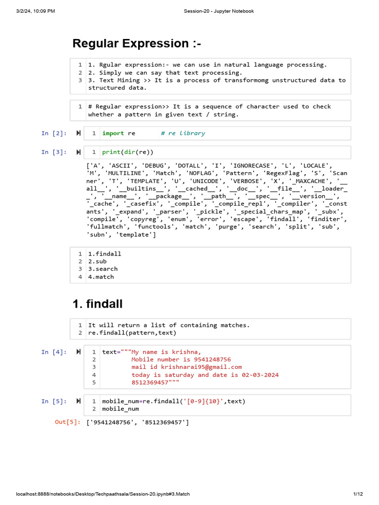 Session-20 - Jupyter Notebook | PDF | Regular Expression | String ... Session-20 - Jupyter Notebook | PDF | Regular Expression | String ...