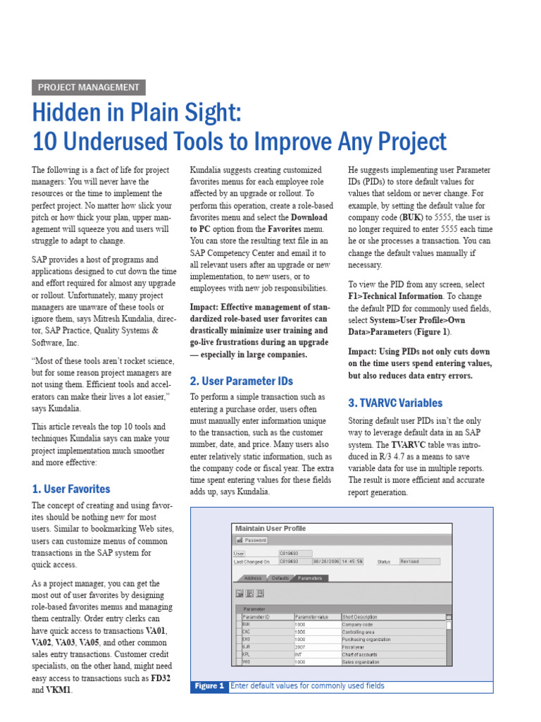 Top 10 SAP Tools for Project Managers | PDF | Software | Computing